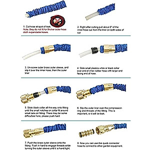 Set of Brass Garden Expanding Hose Joint Male Pipe Adaptor Repair with Quick Connector Fitting