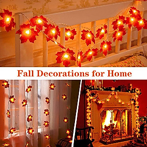 YEGUO 4 PCS Fall Decorations for Home, Thanksgiving Lights Battery Operated, Total 40ft 80 LED Lighted Fall Garland Maple Leaves for Halloween Holiday Autumn Harvest Fall Thanksgiving Decor
