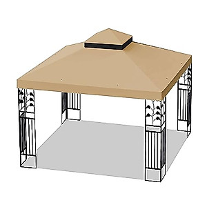 10x10 Ft Outdoor Patio Gazebo Replacement Canopy,Canopies for Outside Canopies, Gazebos,Double Tiered Gazebo Tent Roof Top Cover