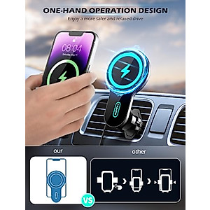 MOKPR for MagSafe Car Mount Charger, 15W Heat Dissipation Wireless Car Charger Fast Charging Magnetic Phone Holder Mount Automobile Car Holder Vent Fits iPhone 15 Pro Max Plus 14 13 12 MagSafe Case