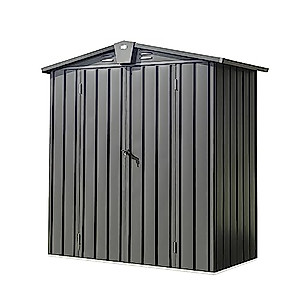 Outdoor Storage Shed 5.7x3 FT,Metal Outside Sheds&Outdoor Storage Galvanized Steel,Tool Shed with Lockable Double Door for Patio,Backyard,Garden,Lawn (5.7x3ft, Black)