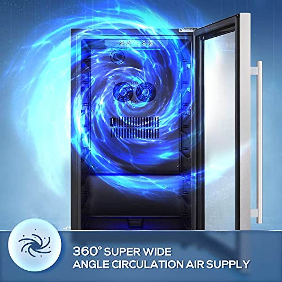 Kalamra KRC-52SZF 4.2 Cu.ft 50 Bottle Single Zone Wine Refrigerator with S/S Door and Handle