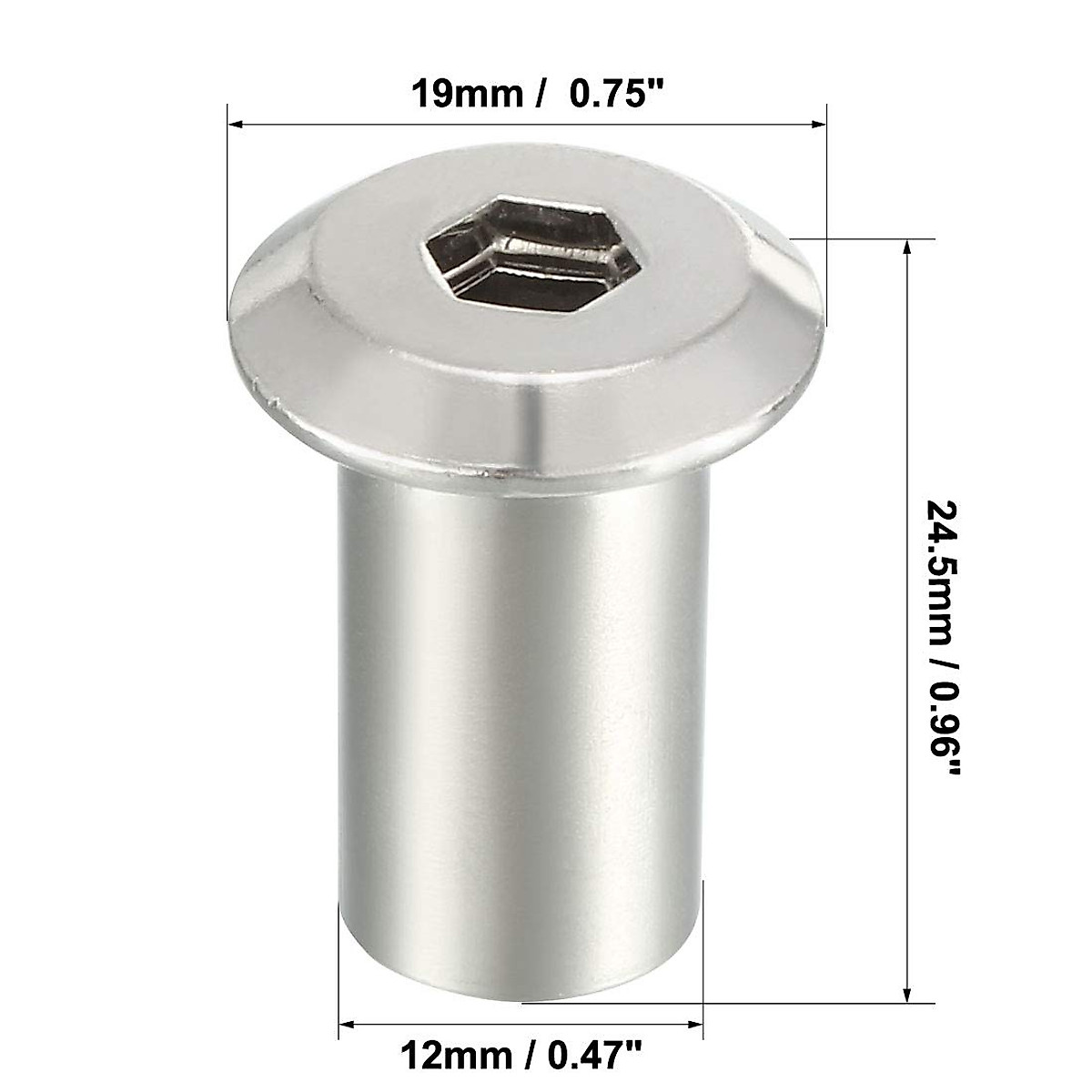 uxcell M10x21mm Hex Socket Head Insert Nut Screw Post Sleeve Nut for Furniture 10pcs