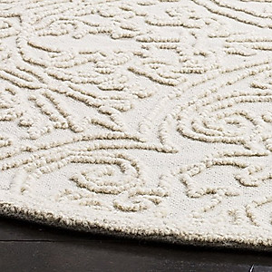 SAFAVIEH Trace Collection 6' Round Ivory TRC101C Handmade Premium Wool Area Rug