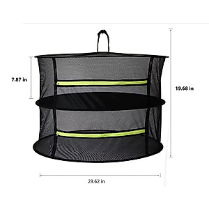 YOLUXZM Herb Drying Rack with Zipper mesh Hanging, herb Drying mesh for Drying Herbs, Buds, Flowers, Food, Meat, Fruit and Tea with Hook(2-Layer)