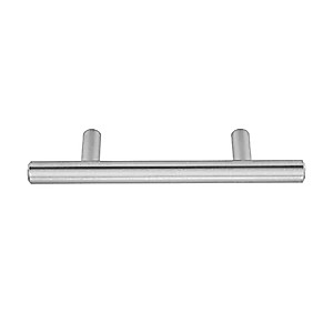 Amazon Basics Euro Bar Cabinet Handle (1/2-inch Diameter), 5.38-inch Length (3-inch Hole Center), Satin Nickel, 10-Pack