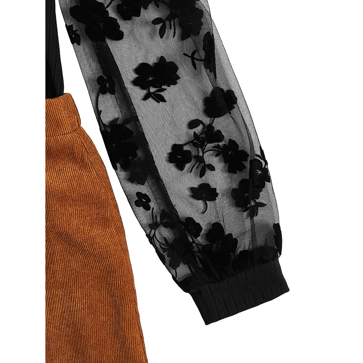 SOLY HUX Girl's Skirt Outfits Long Sleeve Knitted Shirt Sweater Tshirt Tops & Mini Skirt Design Cute Clothes 2 Piece Set Black and Brown 12 Years