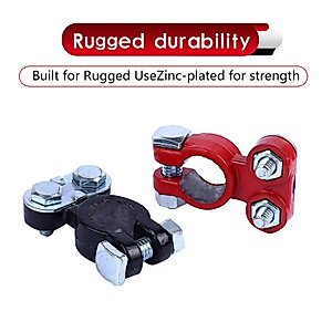 Slykew 2 PCS Cable Terminal Clamp Connectors, Cables Terminal Connectors Kit, Positive Negative Brass Power Post Clips Accessories, for Cars, Vans, Trucks (Silver)