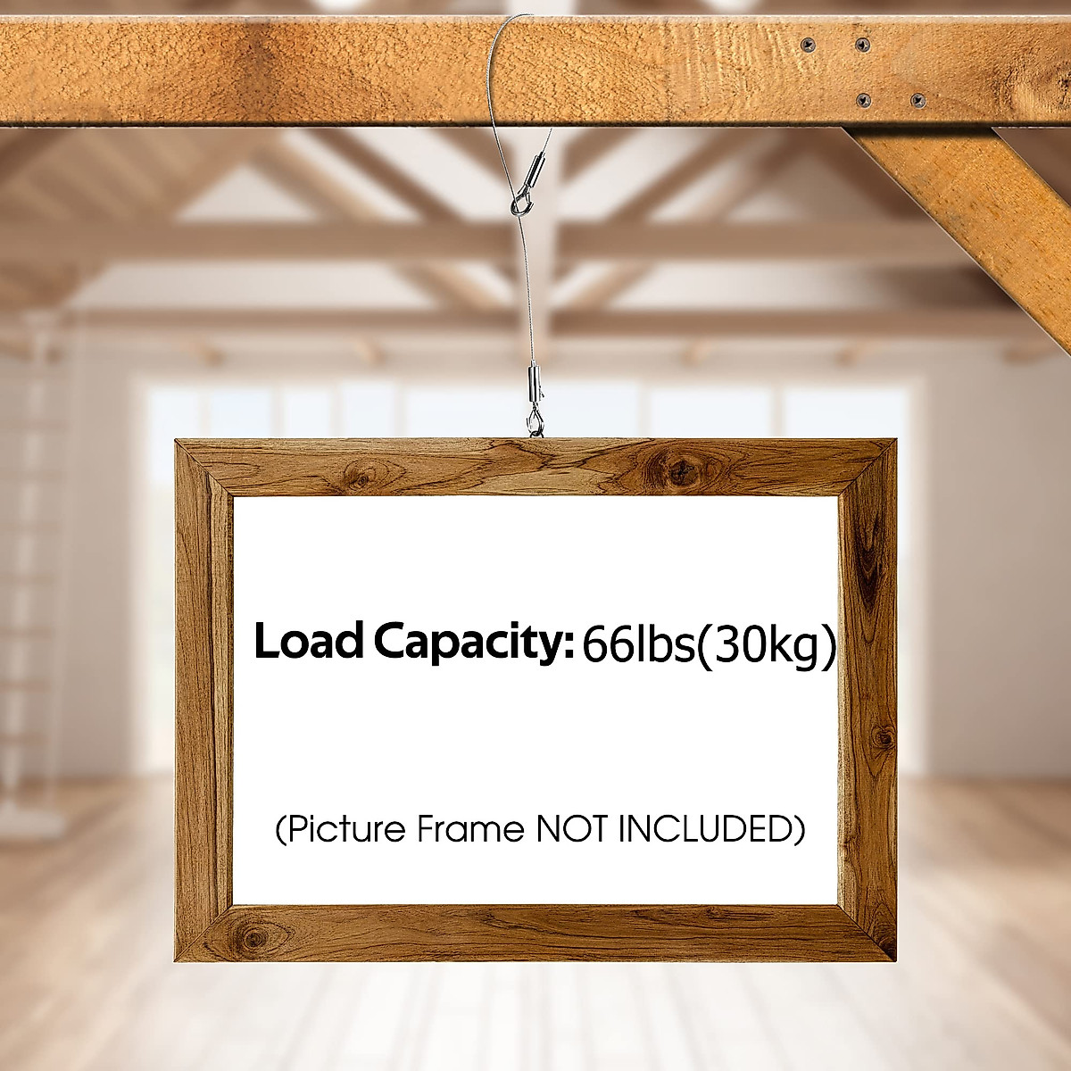 SIDENUO 2Pcs Adjustable Picture Hanging Wire Kit,Heavy Duty Stainless Steel Wire Rope 2m x 1.5mm for Hanging Mirrors,Frame,Lamps,Billboards,Basket Flowerpot - Holds Up to 66lbs(30kg)