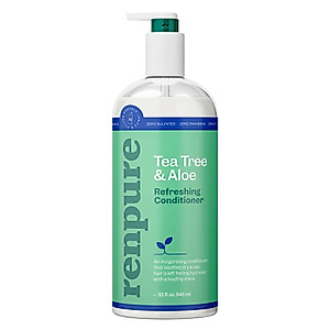 Renpure Tea Tree and Aloe Refreshing Conditioner - Soothes Dry Scalp - Leaves Hair Soft and Hydrated - Gentle Formula - Suitable for Daily Use - Dye Free - Recyclable, Pump Bottle Design - 32 fl oz