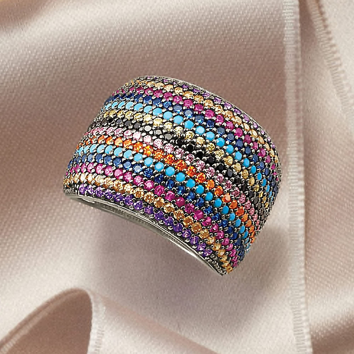 Ross-Simons Multicolored CZ Ring in Sterling Silver. Size 7