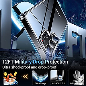 Renmou Crystal Clear Designed for Samsung Galaxy S23 Ultra Case,[Anti-Yellowing][Military Grade Drop-Proof] Slim Fit Soft TPU + PC Shockproof Case-Clear