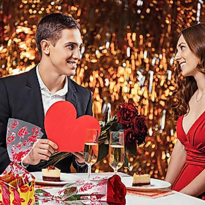 150 Pieces Valentine Cellophane Bags Treat Bags Goodies Bags Candy Bags with 150 Pieces Twist Ties for Valentine's Day Party Favor Supplies (Lip, Rose and Happy Valentine's Day Design)