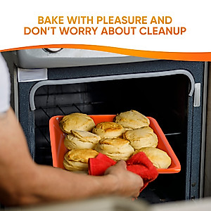 Fitted full coverage silicone pan liner - turn any quarter sheet pan a nonstick baking sheet (2 pack)