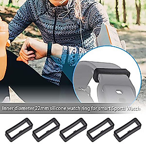 Micro Traders 10x Smartwatch Strap Ring Keeper 22mm Black Watch Band Ring Holder Watch Band Loop Silicone for Sport Watch Compatible with Huawei GT Sports Watch