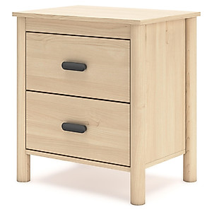 Signature Design by Ashley Cabinella Casual 2-Drawer Nightstand with Round Post Legs, 24.37" Tall, Light Brown