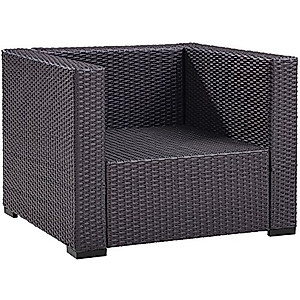 Crosley Furniture KO70130BR-MI Biscayne Outdoor Wicker Arm Chair, Brown with Mist Cushions