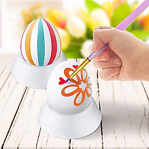 Easter White Eggs Painting Kit-Paintable Hanging Flocking Eggs with Rope, Doodle Kit for DIY Design, Easter Decoration, egg Hunts, Basket Fillers, Easter Gift,28PCS
