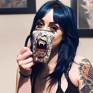 Gothic Vampire Half Face Mug + Small Spoon Set, Halloween Horror Funny Thriller Bloody Scary Coffee Mugs Handmade Half Face Mugs, Halloween Mugs, Thriller Christmas Gifts, Party Supplies, Unique Birth