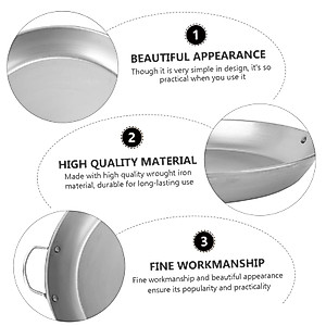 Mikinona 1pc Teppanyaki Bbq Grilling Pans Cookware Fry Pan Camping Pans Bbq Nonstick Grill Wok Household Pan Ready Fry Pan Outdoor Grill Steel Paella Pan Camping Frying Pan Silver Iron