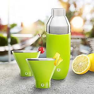 SNOWFOX Premium Vacuum Insulated Stainless Steel Martini Glass -Set of 2 -Martinis Stay Icy Cold -Stemless Cocktail Glasses -Elegant Home Entertaining -Bold Beautiful Barware Set -8 oz -White/Gold