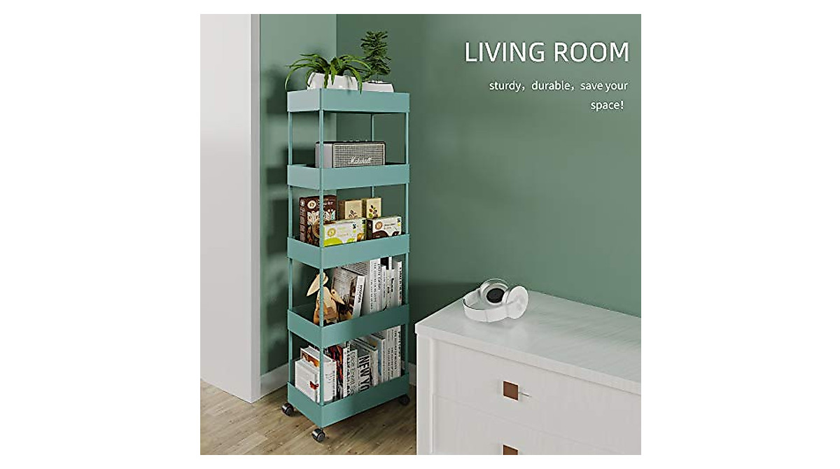 Space-Saving 5-Tier Storage Cart for Narrow Gaps | Mobile & Versatile