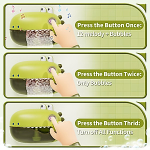 Lehoo Castle Baby Bath Toys, Automatic Bath Bubble Machine, Dinosaur Bathtub Bubble Maker with 12 Songs, Bath Toys for Kids Ages 1-3, Gift for Boys Girls