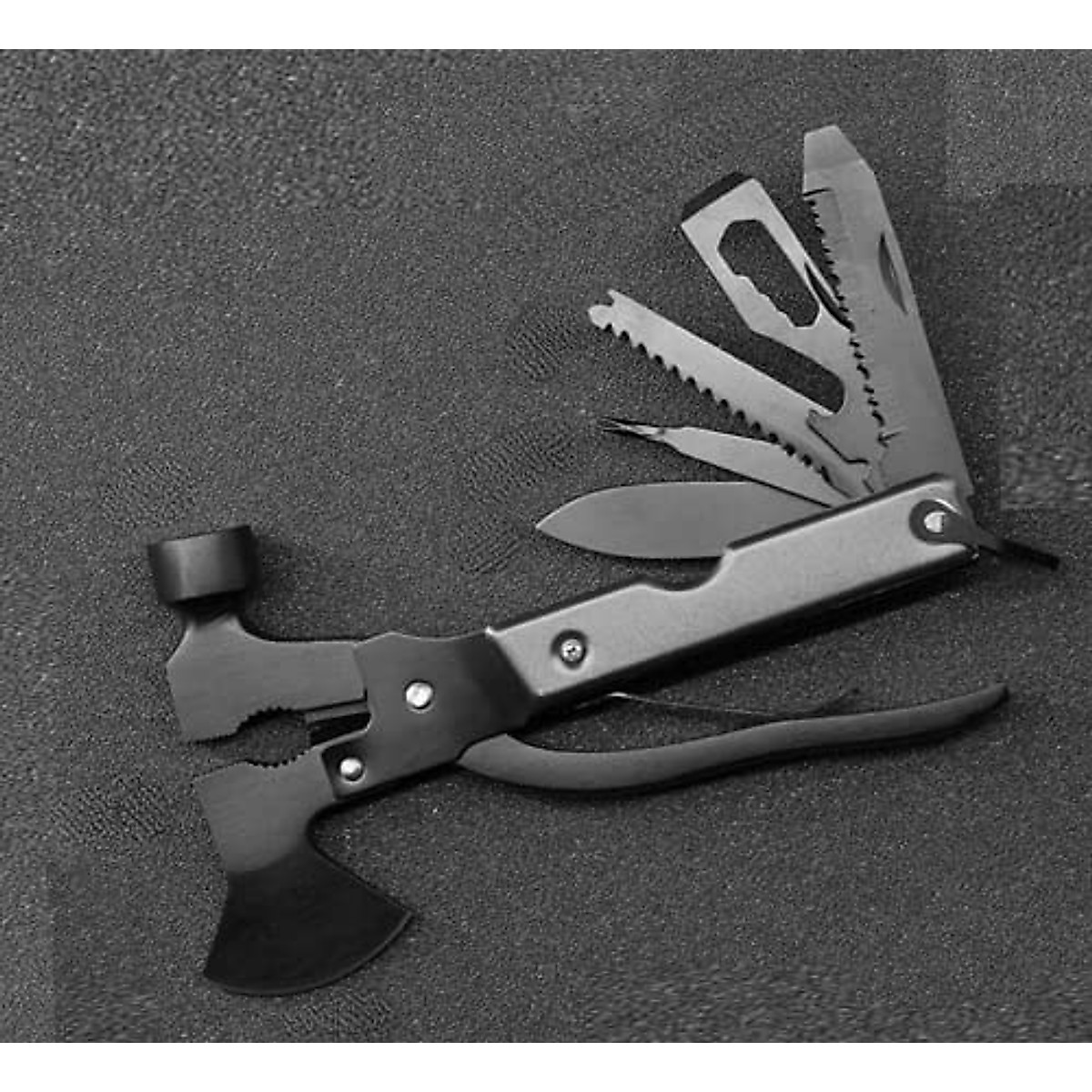 HMQCI Survival Tool Christmas Birthday Gift for Men,Multitool Camping Accessories Hatchet Christmas Stocking Stuffers Gifts for Men Dad Husband Multitool Hammer (Black 1)