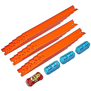 Hot Wheels Track Builder Straight Track Set, 37 Component Parts & 1:64 Scale Toy Car