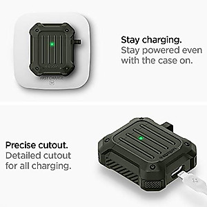 Spigen Tough Armor Designed for Airpods Case Cover for Airpods 1 & 2 [Front LED Visible] - Military Green