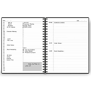 A4 Undated Daily Planner Notebook- Daily Productivity Planner with Hourly Schedules, Action Items and Follow-up, Daily Organizer to Improve Time Management, 8.5 × 11 Inch, Black PU Daily Planner 2024