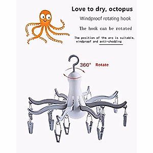 XIZHI Foldable Clip and Drip Hanger/Hanging Drying Rack - 16 Clips Socks Drying Rack for Drying Underwear Clothes,Socks,Bras,Towel,Pants,Hat,Grey