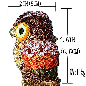 Waltz&F Hollow owl Trinket Box Hinged Hand-painted Figurine Collectible Ring Holder