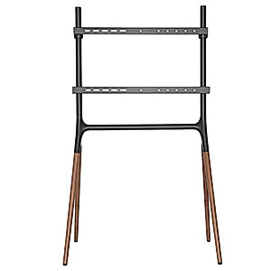 Displays2go Sawhorse Artistic TV Stand, 49" - 70", Wooden Legs – Black/Walnut (ARTTV70B)