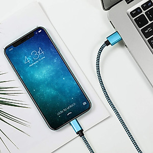 Micro USB Cable 10ft with 3A Fast Charging, 2Pack Ultra Durable 10ft Nylon Braided Charger Cords for Galaxy S7/S6/J8/J7 Note 5,Kindle,LG,PS4,Camera,Xbox One and More (Red + Blue)