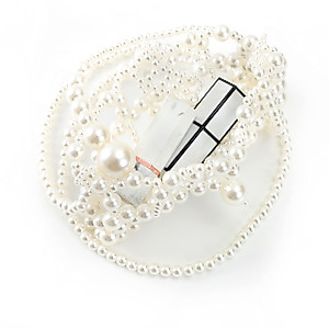 YUSHINY Women Acrylic Pearl Beaded Handmade Crossbody Hollow Evening Cellphone Bag