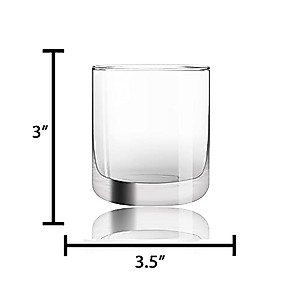 JoyJolt Nova Crystal Whiskey Glasses. Lowball Glasses Set of 4, 10oz Hand Made Short Glass Tumbler with Heavy Base. Double Old Fashioned Rocks Glass for Scotch or Bourbon Dishwasher Safe Glassware.