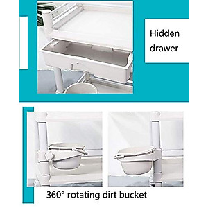 for Storage Organizer,Shelving Unit on Wheels,Hospital Equipment Trolley with Drawer/White/54 * 37 * 98Cm, PIBM, White, 64 * 44 * 98Cm