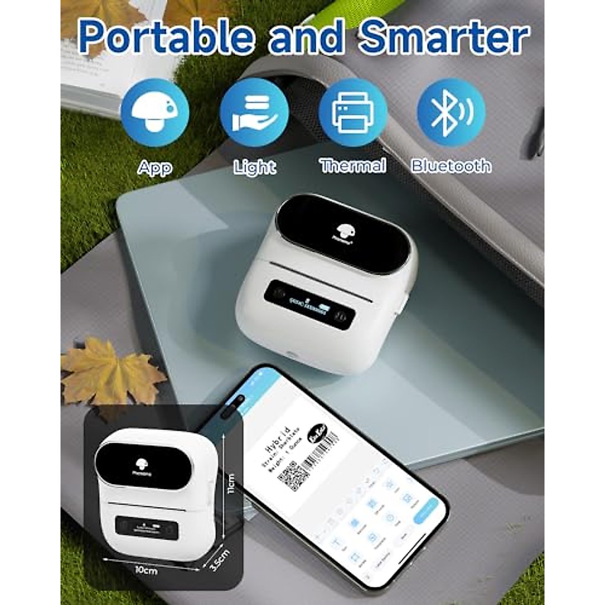 Phomemo Label Maker, Bluetooth Label Printer for Barcode, Address, Home, Mailing, Small Business, Clothing, Portable Label Maker Easy to Use with 3 Rolls Label & Bag