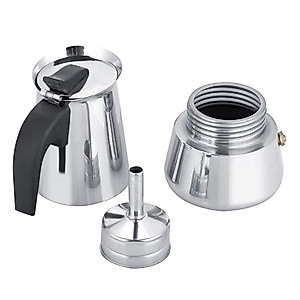 Yosoo Portable Stainless Steel Coffee Pot Moka Espresso Maker Mocha Pot Ideal for Home, Camping & Travel(100ml)