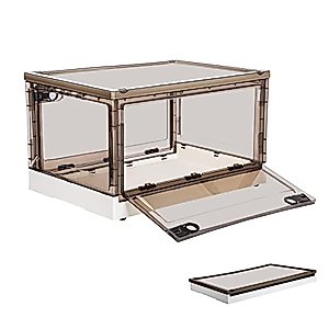 haomsj Stackable Storage Bins Collapsible Closet Organizer Clear Box Large Cube Plastic Container with Handles & Wheels, 2 Ways to Open for Playroom, Home and Camping Cabinet (135Quarts, White)