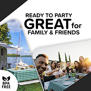 Exquisite Picnic Table Cover - 12 Pack Premium Rectangle Plastic Tablecloth - Teal & White Checkered BBQ Plastic Table Cover - Gingham Checkerboard Disposable Plastic Tablecloth 54" x 108" Rectangle