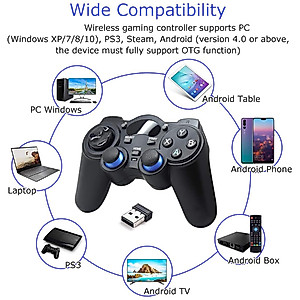 2 Pack USB Wireless Gaming Controller for PC/Laptop Computer (Windows XP/7/8/10)/ Android / PS3 & Steam Joystick Gamepad for pc Games Controller Compatible Android (Black+Black)