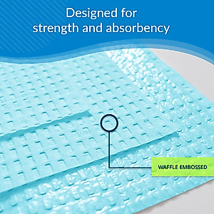 Avalon Papers Bibs/Towels, Blue, 13" x 18" (Pack of 500) - Waffle Embossed - 2-Ply Tissue - Poly Back Dental Bib to Prevent Leak Through - Dental Consumables (1053)