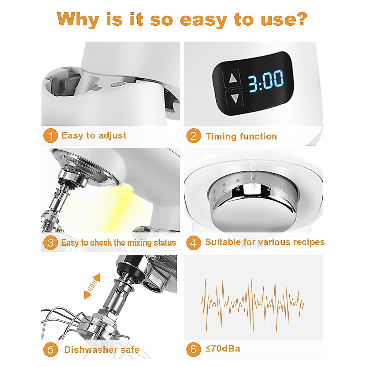 ZACME Mixers Kitchen Electric Stand Mixer, Aluminum die casting and Gears, 1 Hour Continuous Operation, Dual Cooling System, Low Noise DC Motor, LED Display and Timing Function, 600W 5.5QT, Food Grade