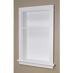 Fox Hollow Furnishings 14x24 Recessed Aiden Wall Niche - Wall Shelf for Storage and Home Decor, 1 Shelf (White W/Plain Back)