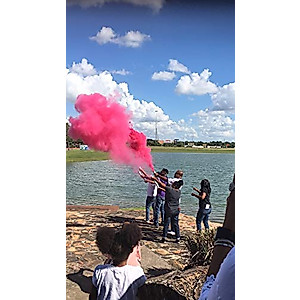 Gender Reveal Surprise Powder Cannons Bundle, 16 Inch, Non-Toxic, 4 Pink Powder Dispensers Plus 8 Free Gender Reveal Party Balloons Decorations