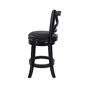 Boraam Florence 24" Counter Height Wood Swivel Stool, Black Sandthru