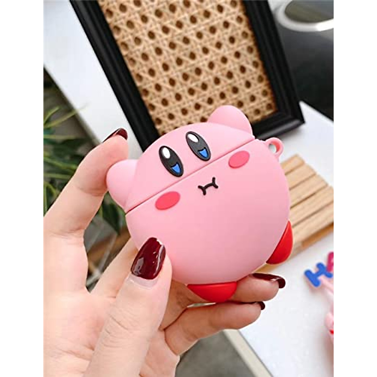 Cute Case for Apple Airpod 2nd Generation AirPods Case Cover 3D Kawaii Funny Food Design Silicone Shell Anti-Fall Cover for AirPods Charging Case for Girls Women Boy Men (AirPods 2/1, Pink Monster)