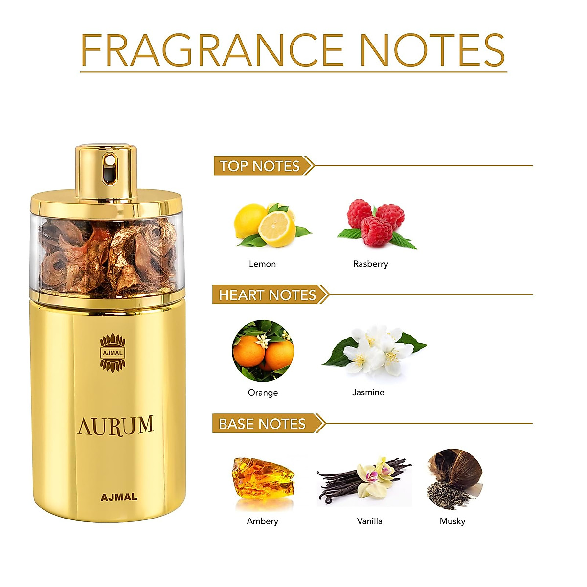 Ajmal Aurum EDP for Women Spray, 2.5 ounces - Made in Dubai
